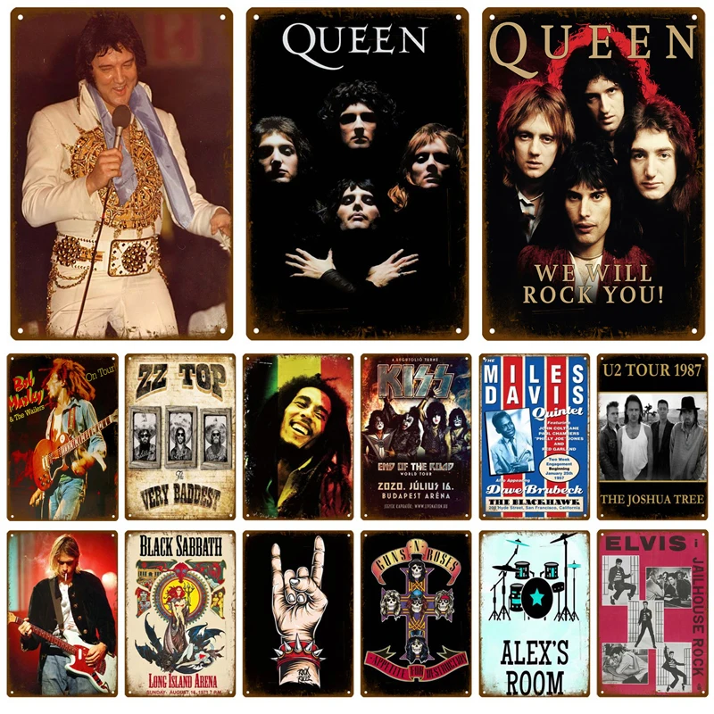Retro Rock Tin Sign Poster Vintage Wall Poster Metal Sign Decorative ...