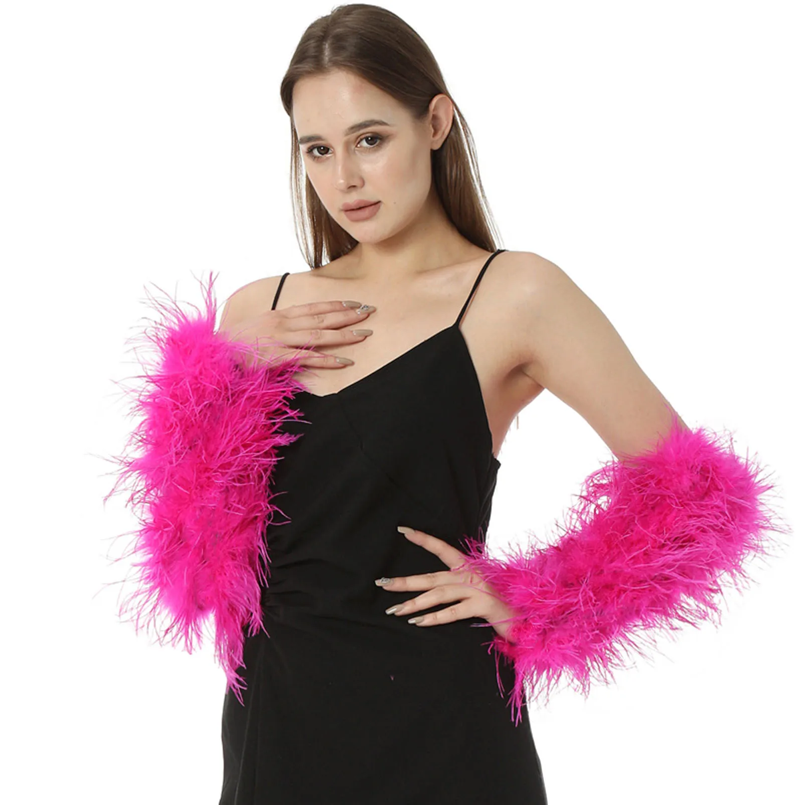 Ostrich-Feather-Arm-Sleeve-Glove-Cuffs-for-Party-Luxurious-Furry-Fluffy ...
