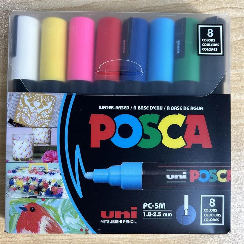 Uni-8-Posca-Paint-Markers-PC-5M-8C-Medium-Posca-Markers-with-Reversible ...