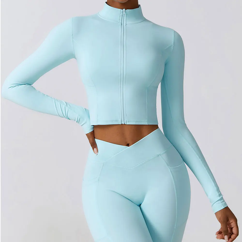 Women-s-High-Elastic-Crop-Top-Spandex-Long-Sleeve-Yoga-Shirts ...