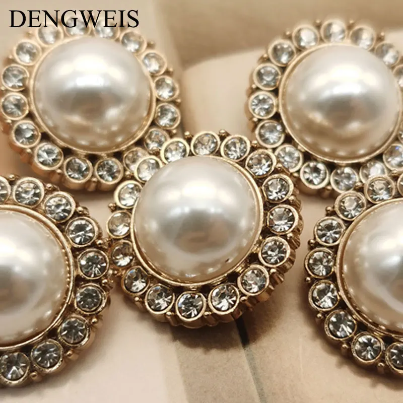 Gold-Pearl-Rhinestone-Buttons-Stylish-Sewing-Accessories-Buttons-Shirt ...