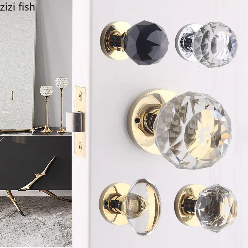 Crystal-Glass-Spherical-Lock-Bathroom-Door-Locks-Zinc-Alloy-Silent-Lock ...