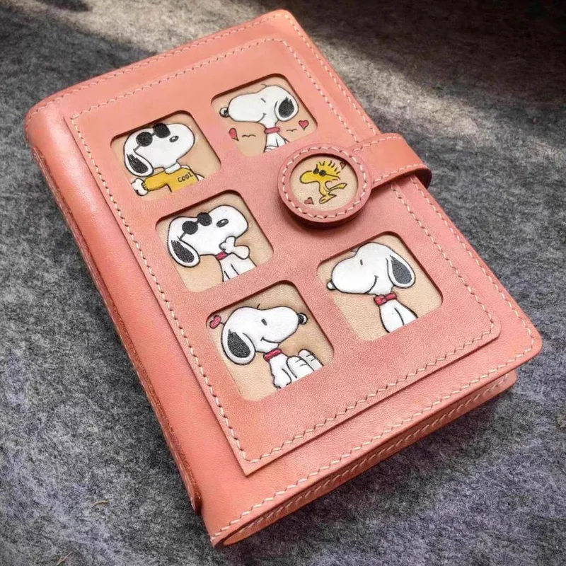 Snoopy-Cute-A6-Cowhide-Leather-Handbook-Loose-Leaf-Notebook-Diary ...