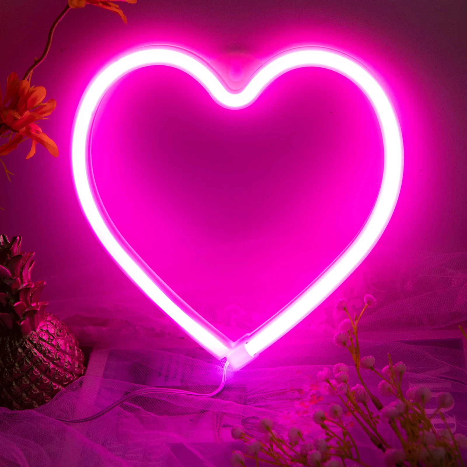 1pc-Neon-Herz-Lichter-rosa-Herz-Leucht-reklame-Herz-LED-Licht-LED-Herz ...