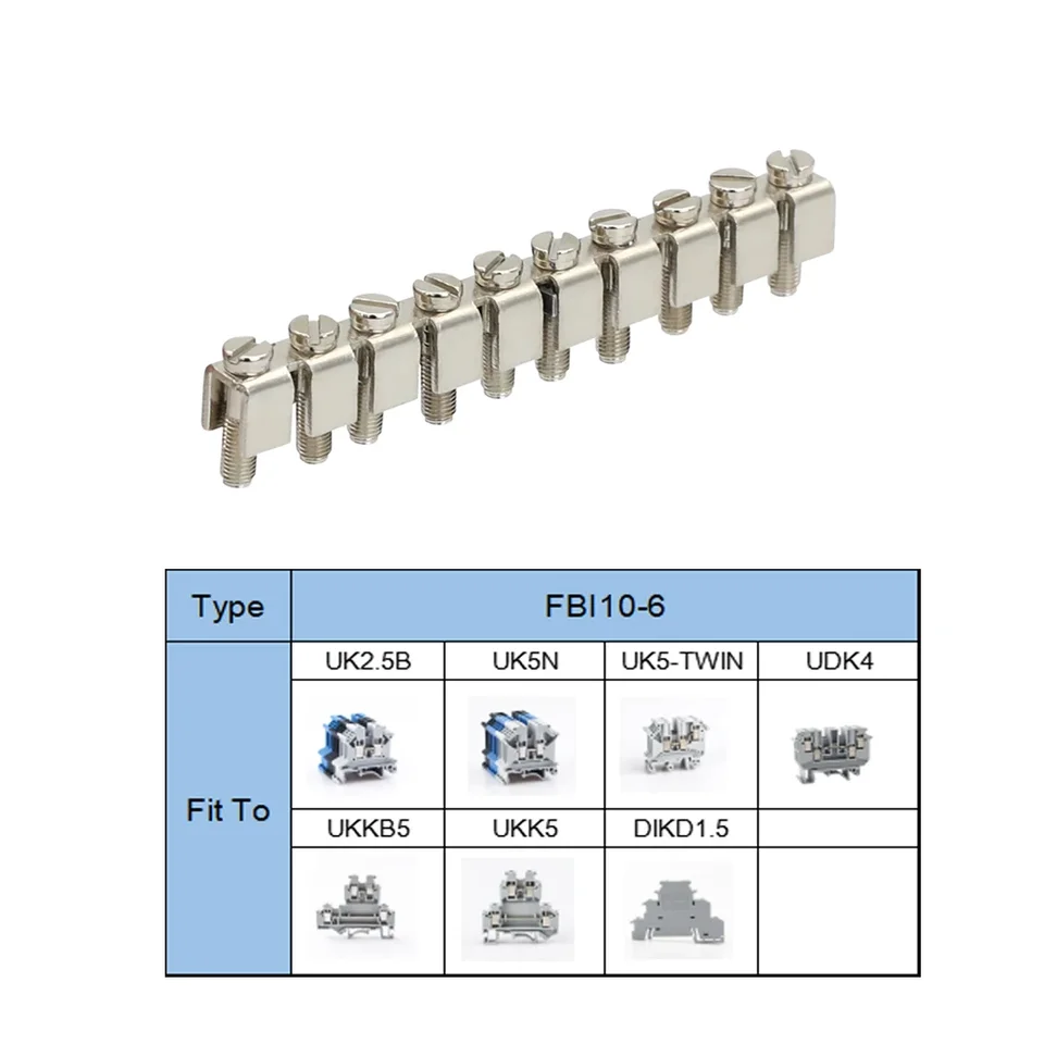 Din Rail 10-Pack FBI-10-6 Fixed Bridge Jumpers 10 Pole - Connectors For ...