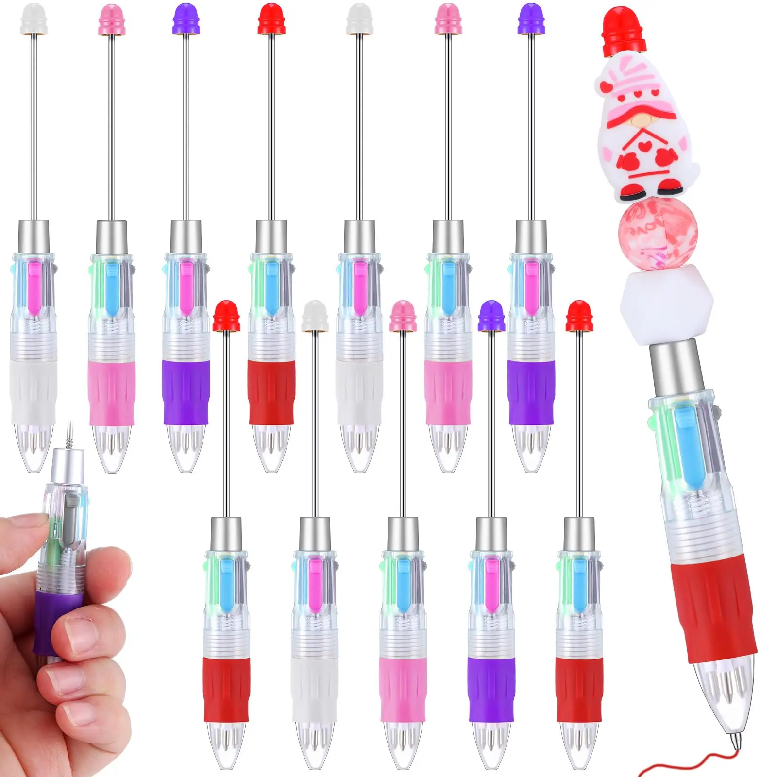 50PCS-New-style-4-color-ballpoin-pens-DIY-multi-color-plastic-bead-pen ...