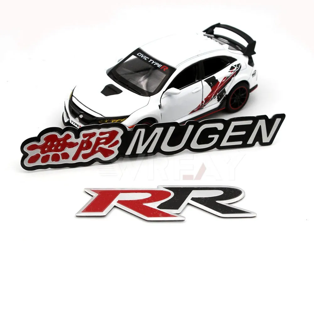 3D Aluminum Red MUGEN + RR Car Front/Rear Badge Fender Body Emblem ...