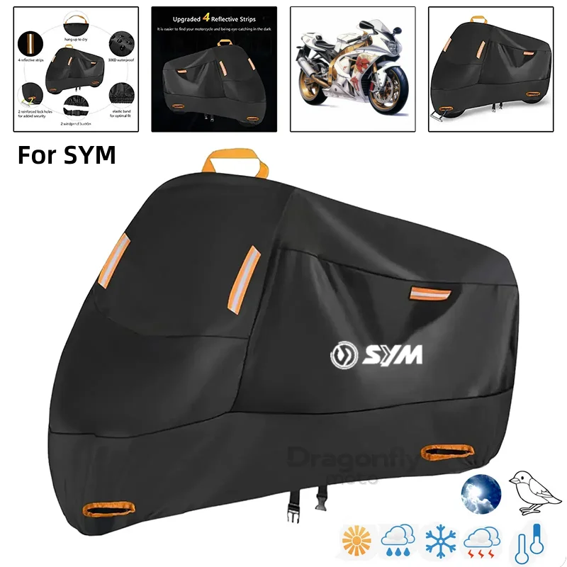 SYM Logo Motorcycle Cover Waterproof Outdoor Scooter UV Protector Rain ...