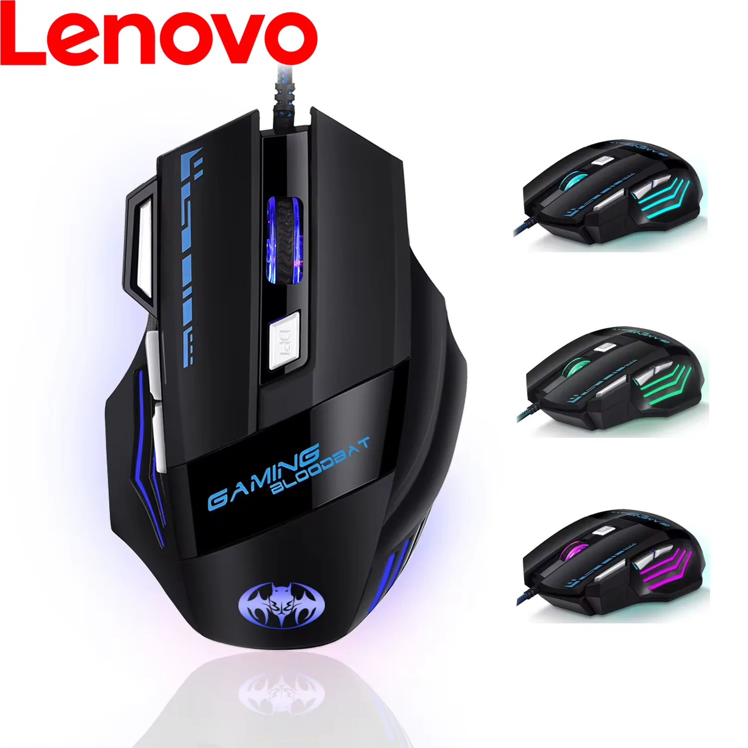 Lenovo-Usb-Wired-Photoelectric-Gaming-Mouse-8-Key-Light-Breathing-Light ...