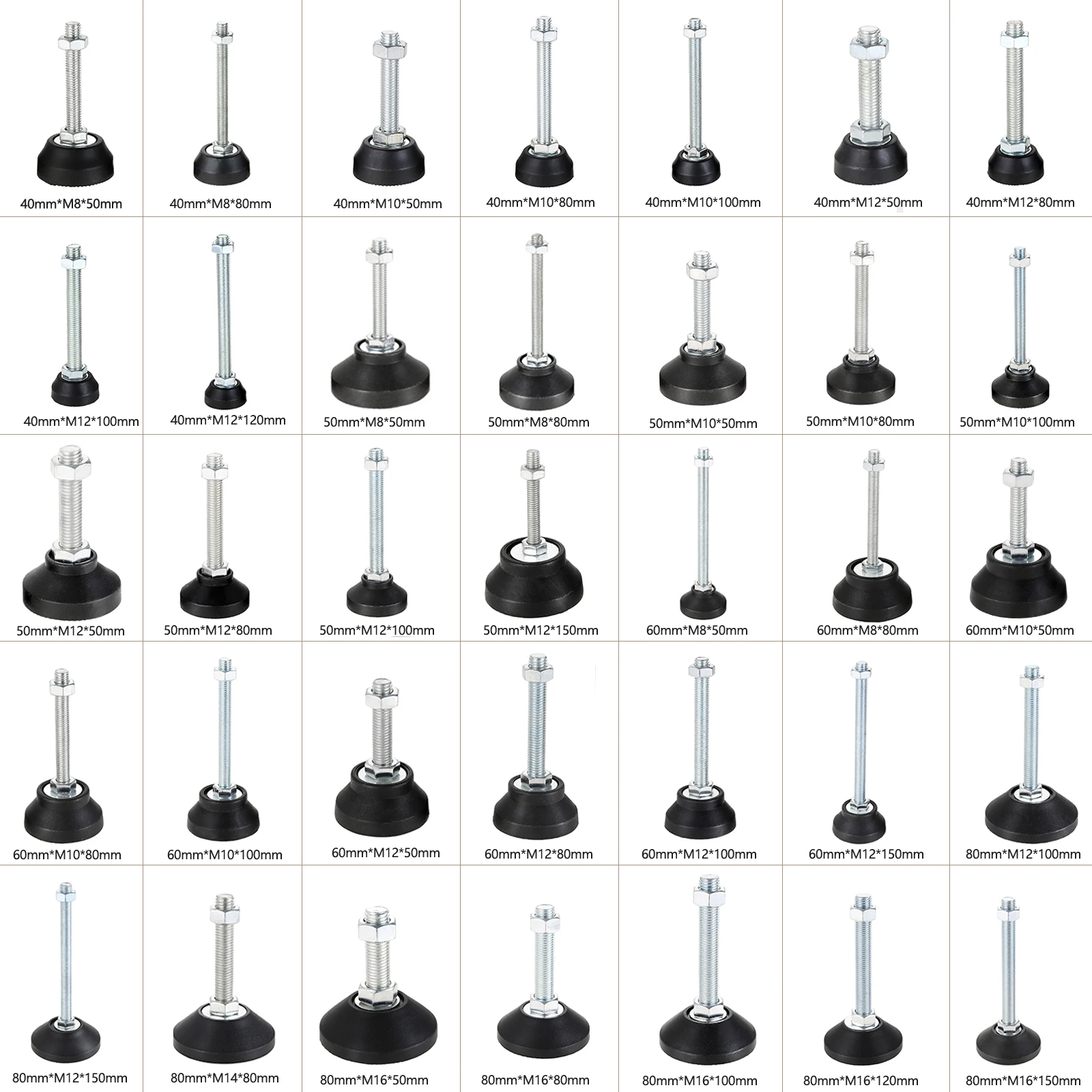 4pcs/set Adjustable Furniture Foot Thread Nylon Metal Glide Leveling ...