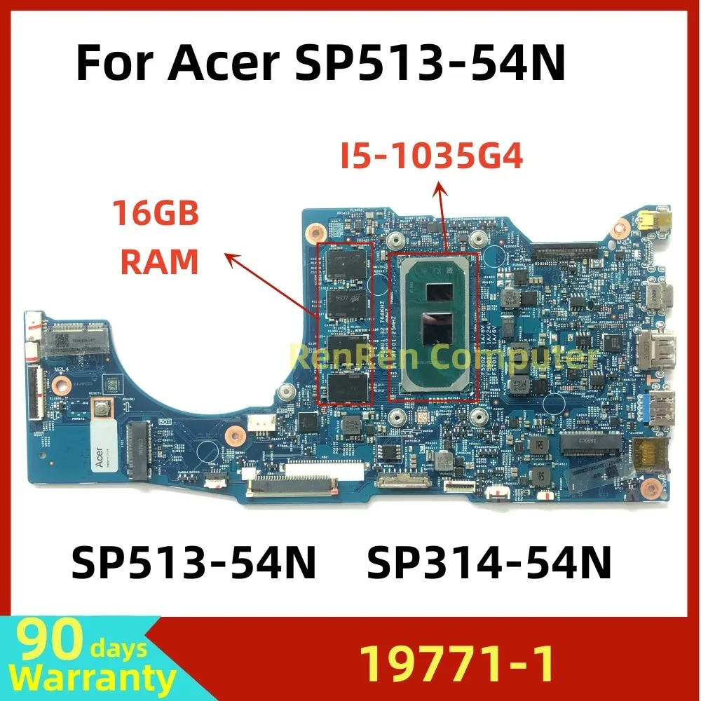 19771 1 motherboard For Acer SP513 54N SP513 54 SP314 54N SP314 54 Laptop Motherboard I5 1035G4 ...