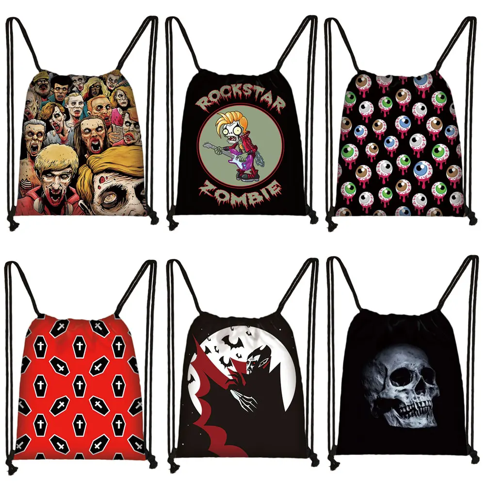 Horror-Zombie-Vampire-Bat-Printing-Drawstring-Bag-Halloween-Backpacks ...