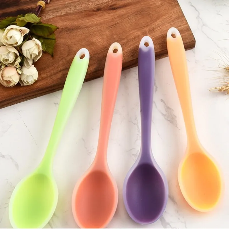 1PC Silicone Spoon Heat Resistant Easy To Clean Non-stick Rice Spoons ...
