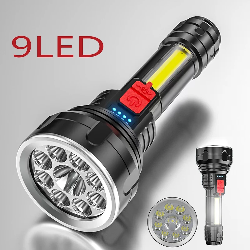 Portable-800LM-9LED-Dual-Light-Source-Flashlight-Built-in-1200mAh ...