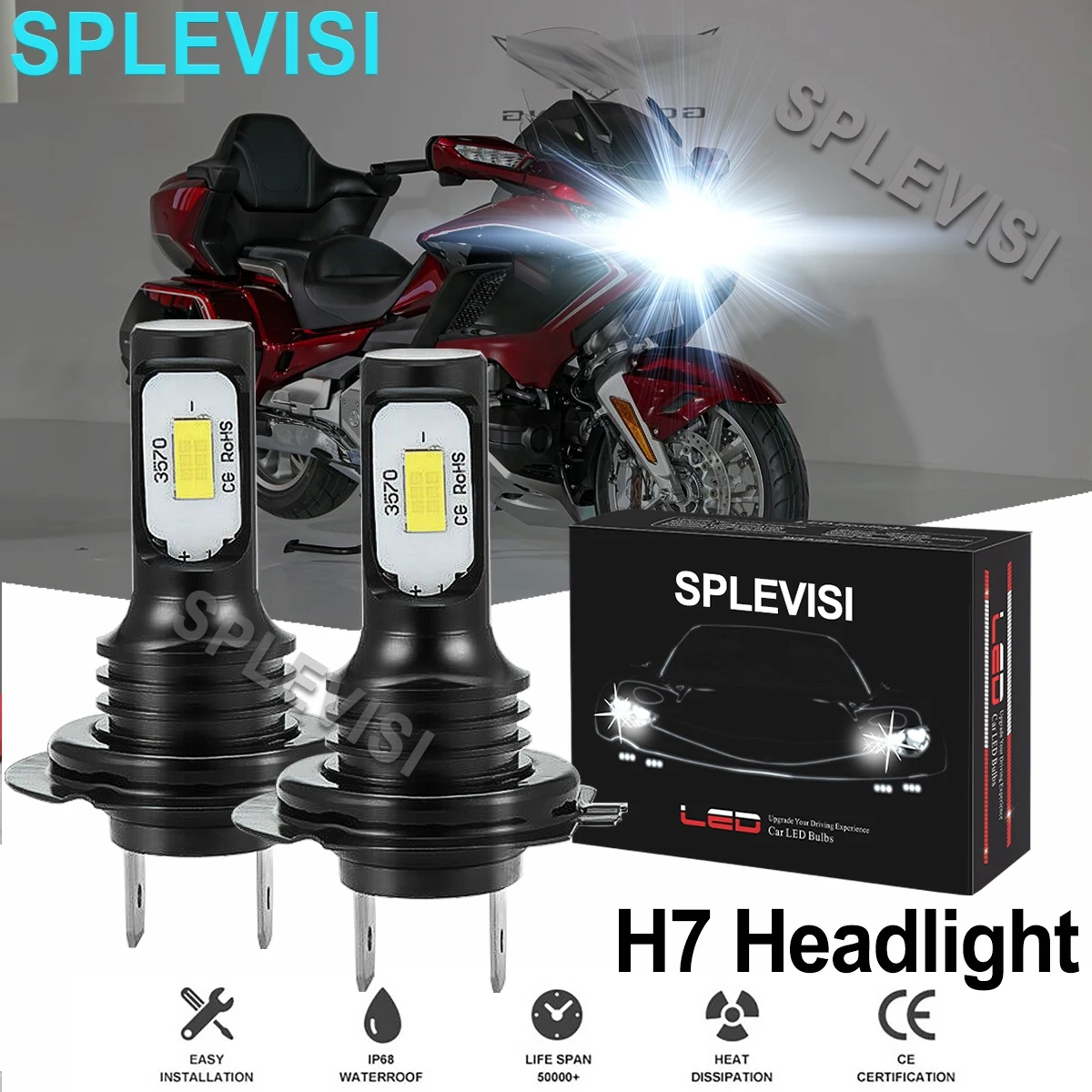 2x70W white Motorcycle LED Headlight For Honda Goldwing Gl1800 2012 ...