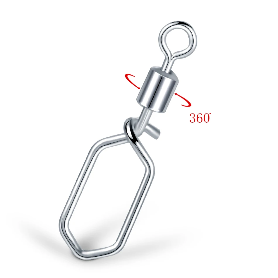 BLUEBROOK 50pcs Hooked Snap Pin Stainless Steel Fishing Barrel Swivel ...