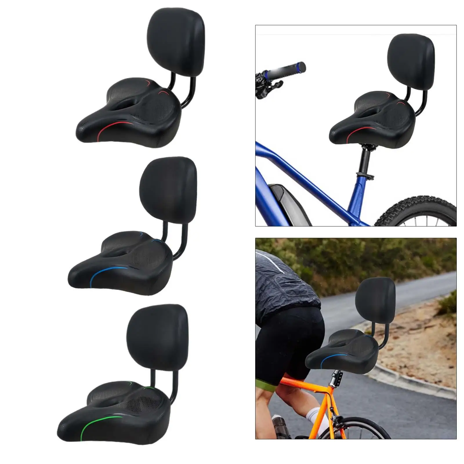 Bike-Seat-with-Backrest-Durable-Women-Men-Height-Adjustable-Wide-Seats ...