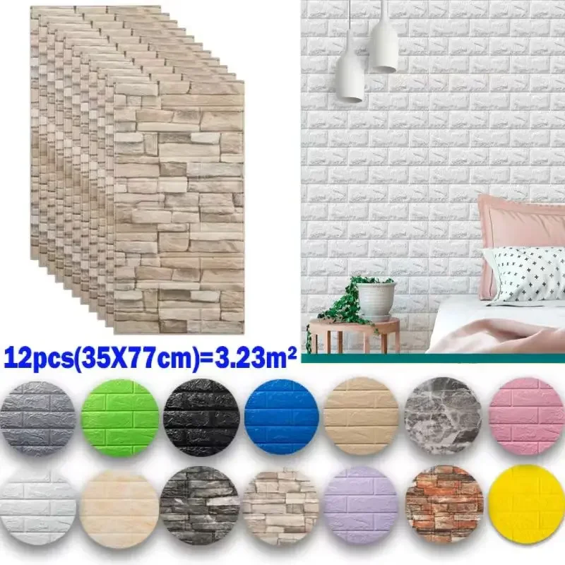 10pcs-Foam-3D-Brick-Wall-Stickers-Self-Adhesive-Wallpaper-Panels-Home ...