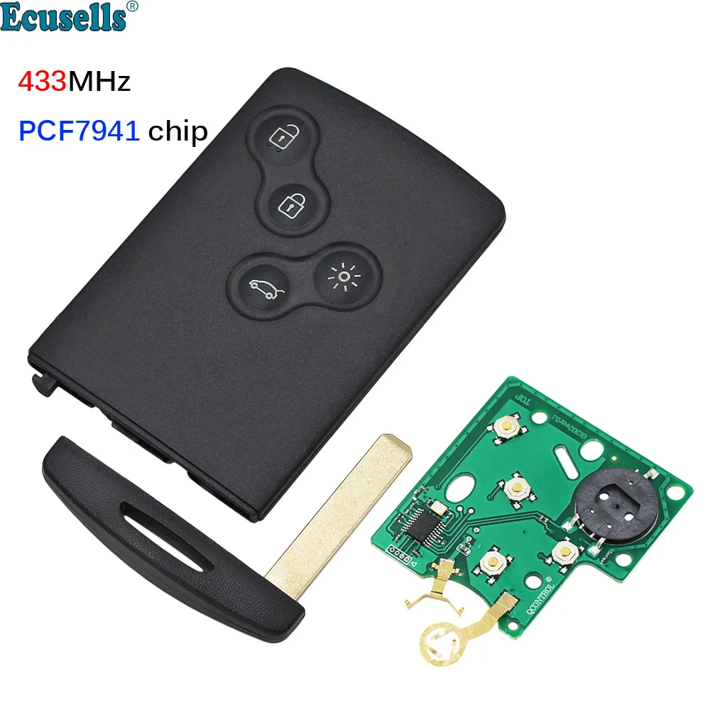 Alta qualidade remoto chave fob 4 botão 433mhz pcf7941 chip para ...