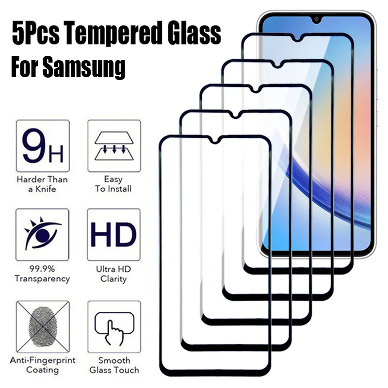 5Pcs-Tempered-Glass-For-Samsung-Galaxy-A04-A04E-A14-A24-A34-A54-Screen ...