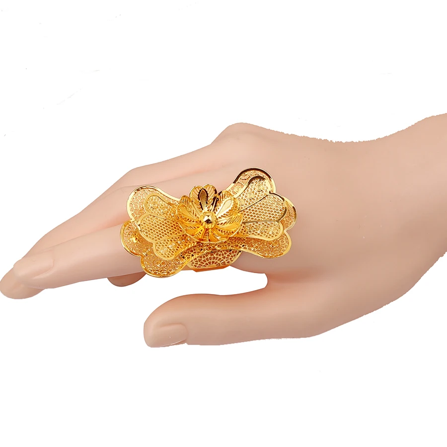Luxury-Big-Flower-Indian-Ring-Dubai-Gold-Plated-Rings-Nigerian-Wedding ...