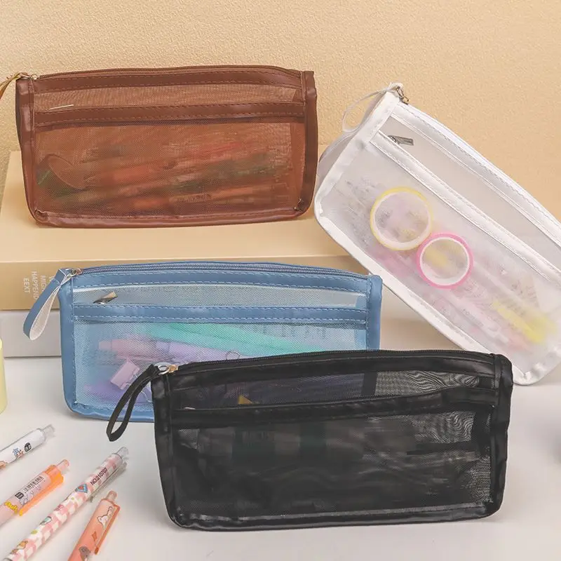 Simple-Double-Zipper-Mesh-Pencil-Case-Student-Double-Transparent-Pencil-Bag-Large-Capacity ...