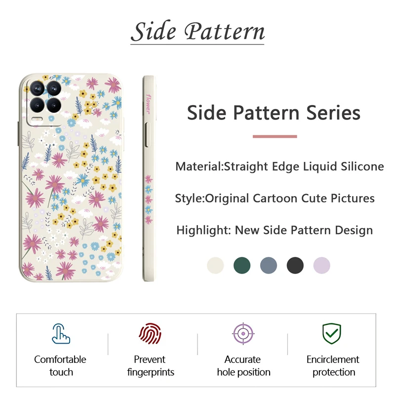 Shockproof Silicone Liquid Case with Fashion Flower Print Cover for ...