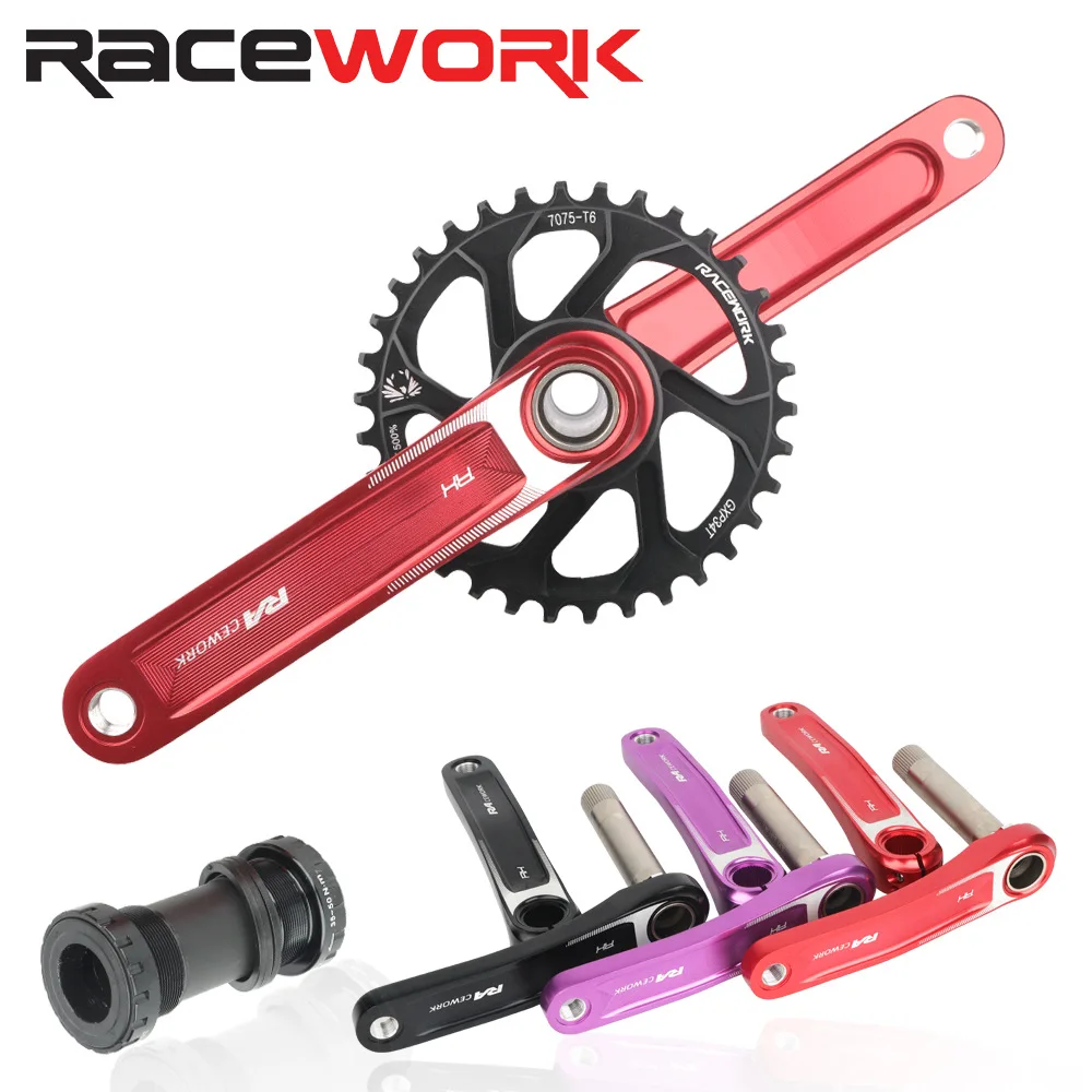 RACEWORK-Mountain-Bike-Crankset-170mm-Bicycle-Hollow-One-body-GXP-Crank ...