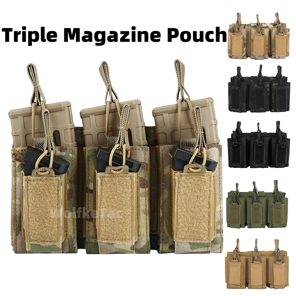Tactical-Edc-three-gun-magazine-bag-Molle-system-accessory-M4-M14-M16 ...