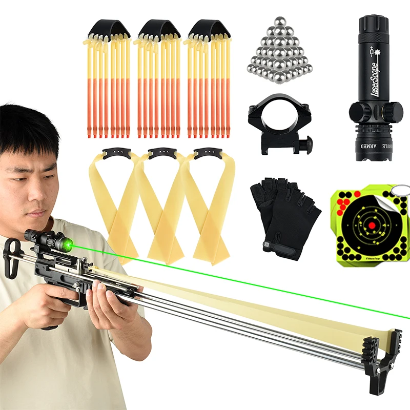 Black-Long-Telescopic-Slingshot-Red-green-Laser-Aiming-Slingshot ...