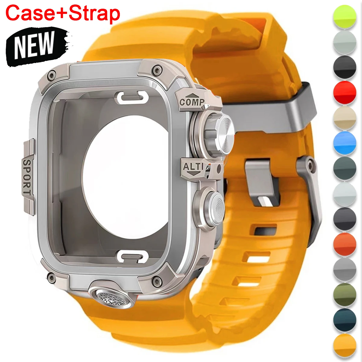 Silicone Strap+Metal Case For iWatch Ultra2 3 For Apple Watch 10/9/8/1 ...