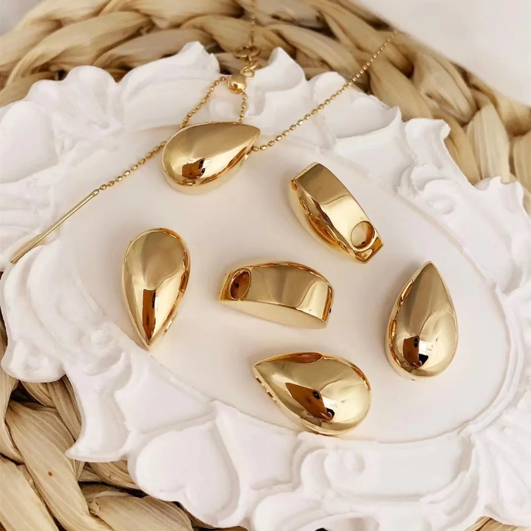18K-Pure-Gold-water-droplets-Pendant-Necklace-Real-Solid-Gold-Chain ...