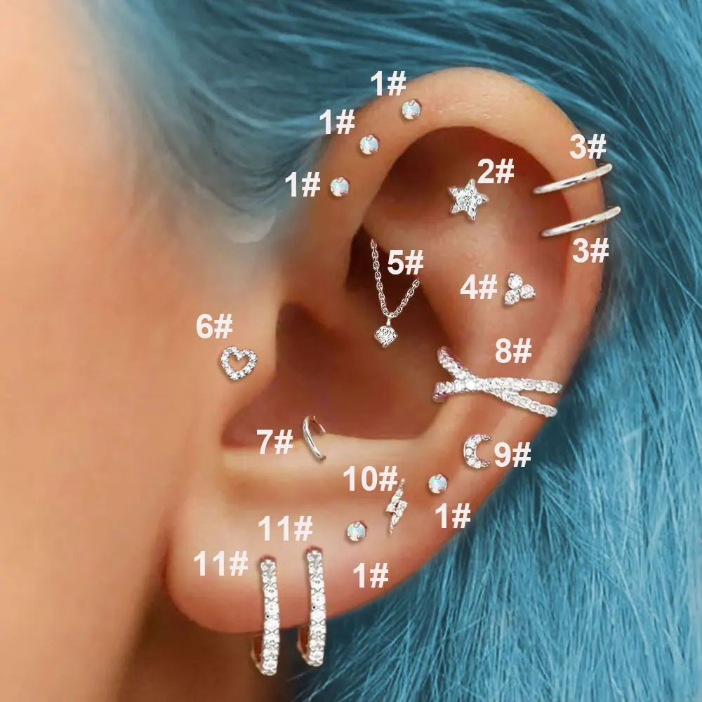 Triple Forward Helix Piercing And Tragus