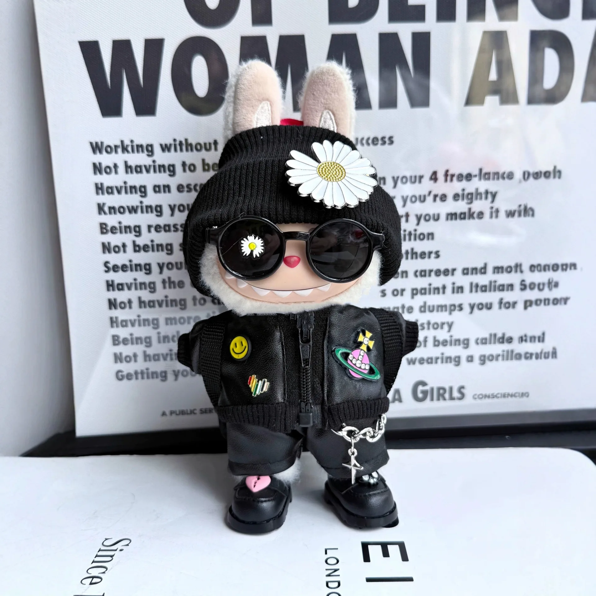 For 15/17cm Labubu Doll daisy Leather Clothes G-Dragon same style ...