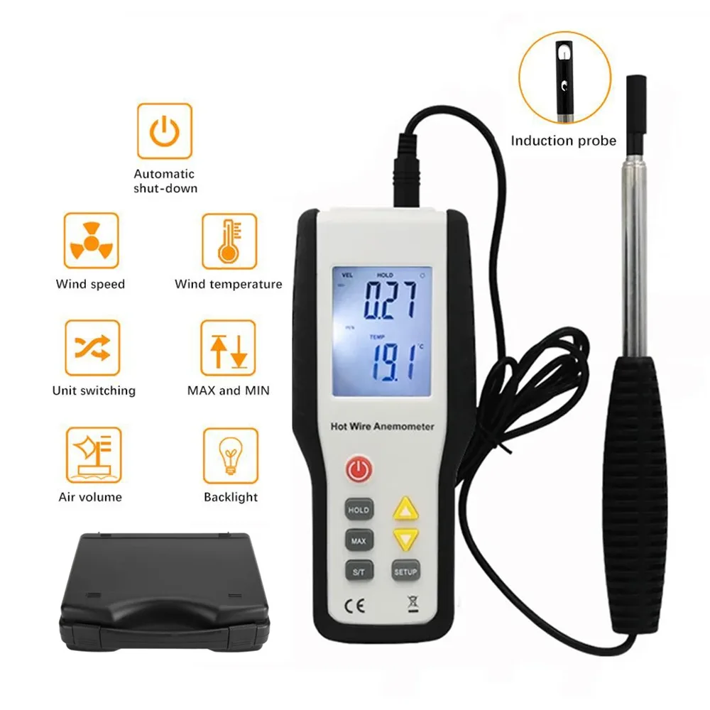 Professional Hot Wire Anemometer HT-9829 Wind Speed Meter & Air Flow ...