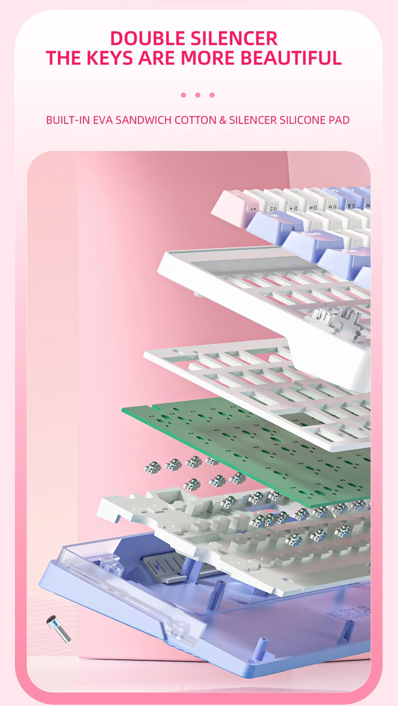 ZIFRIEND ZA68 Pro 68 Keys 3 Modes Hot Swappable Mechanical Keyboard ...