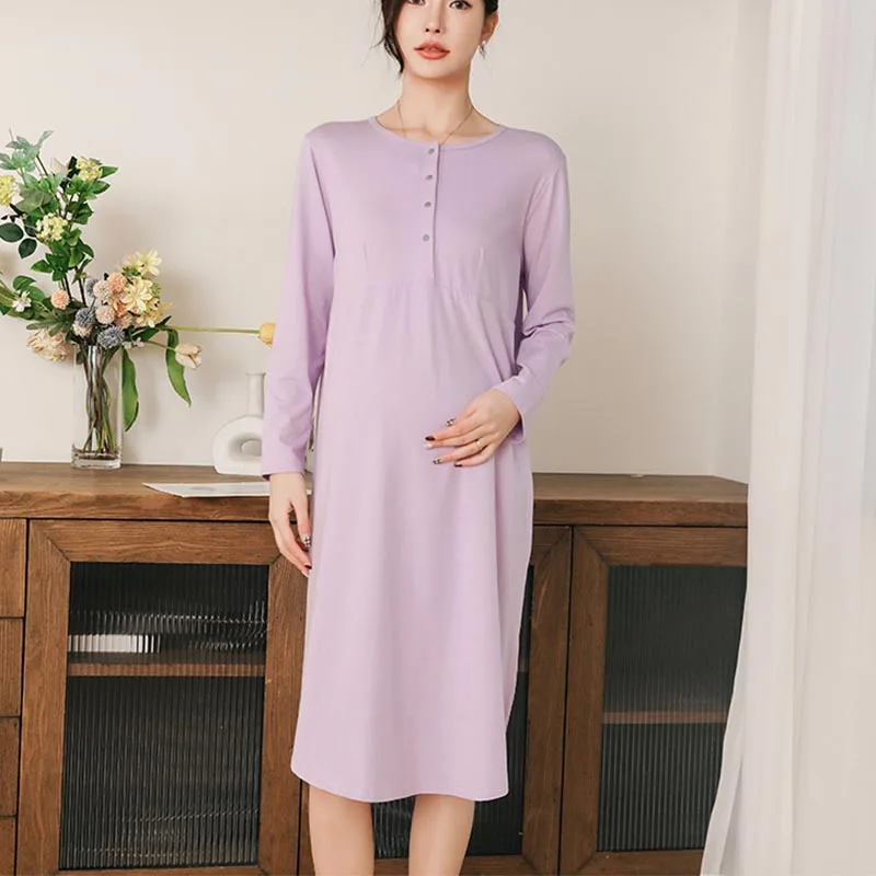 Cotton Maternity Clothes Breastfeeding Nightgowns Nursing Sleepwear ...