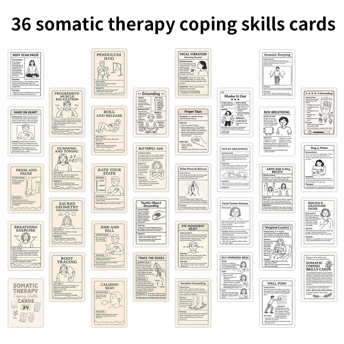 How 36pcs Somatic Therapy Coping Skills Cards Transform Daily Anxiety ...