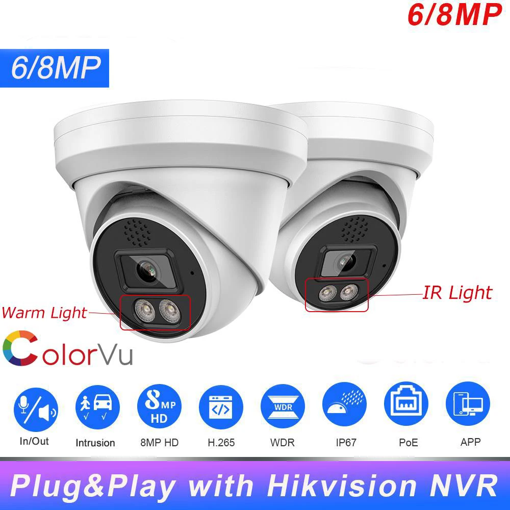 Hikvision-Compatible-6MP-8MP-ColorVu-IP-Camera-Security-Surveillance-Camera-2-way-Audio-Plug ...
