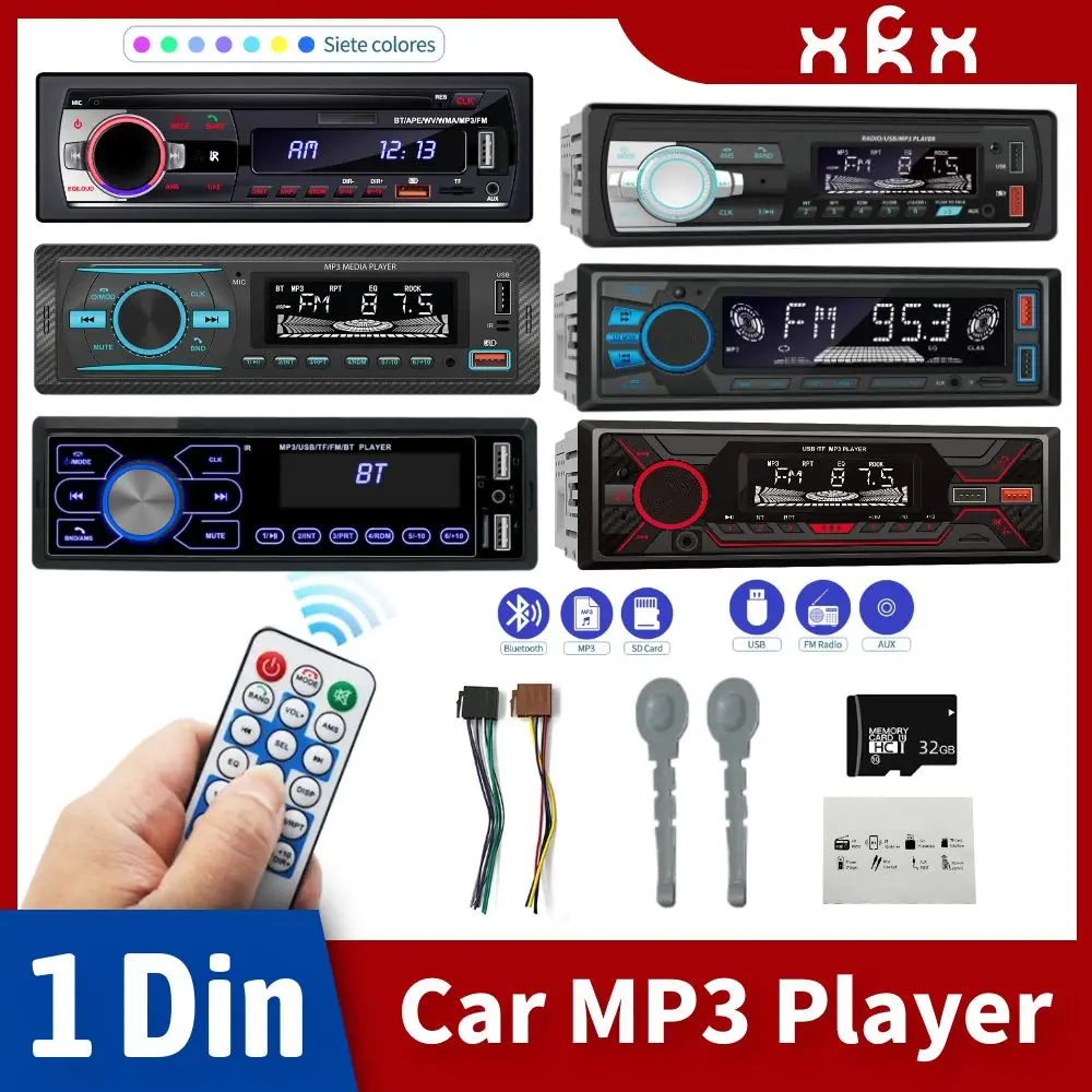 XCHX Autoradio 1 Din Bluetooth Radio MP3 Player Car AUX IN FM USB Auto ...