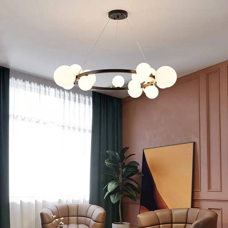Nordic Pendant Lights White Clear Glass Black Gold Metal Parlor ...