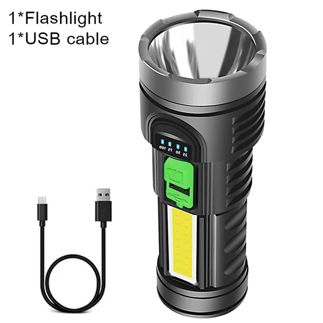 4-core outdoor super bright flashlight rechargeable multi-function P1000 Led long-range ...