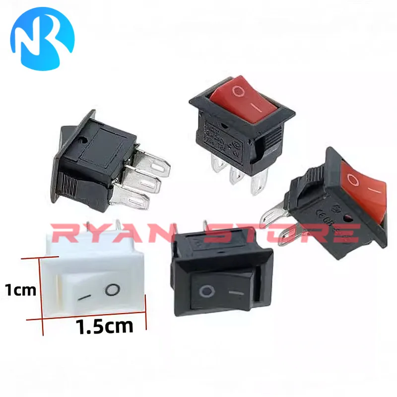10PCS-KCD11-101-Push-Power-Button-Switch-10X15MM-SPST-2-3Pin-3A-250V-6A ...