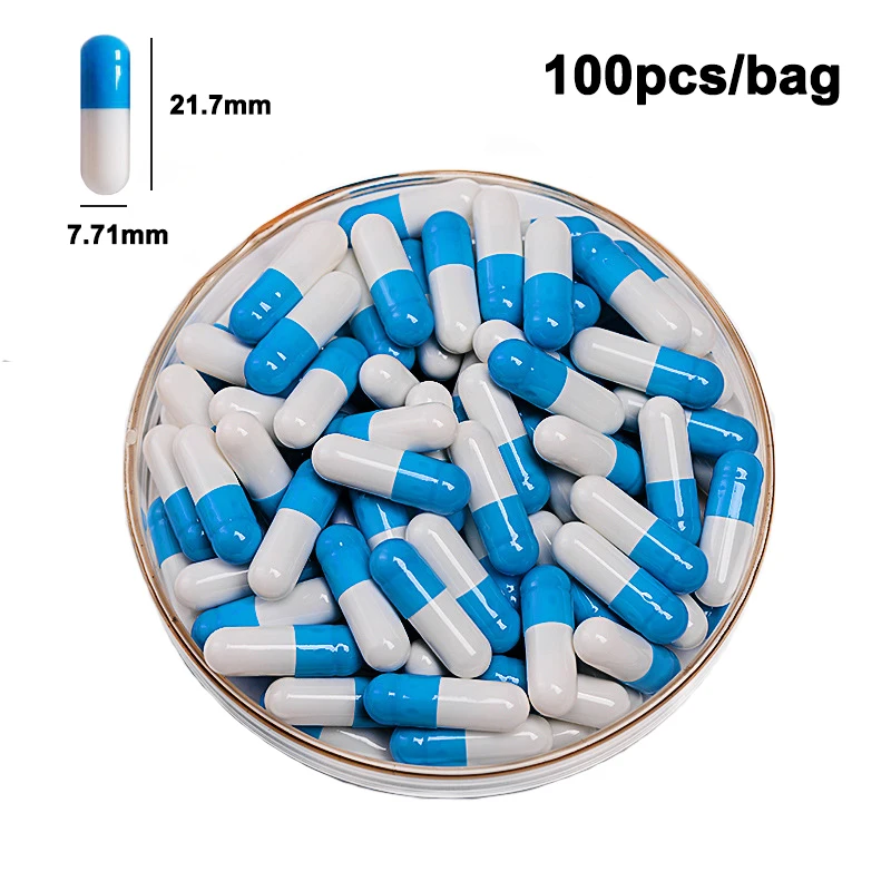 100PCS/Bag Standard Size Empty Capsules Gelatin 7colors Capsules Hollow ...