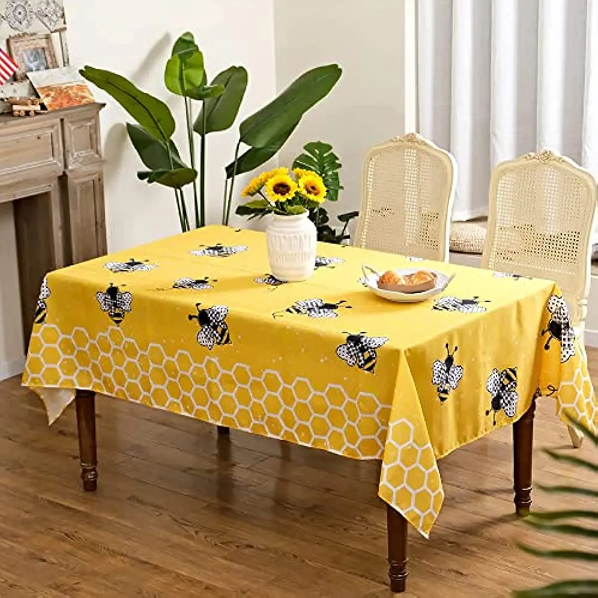 Summer-Yellow-Bee-Rectangle-Tablecloth-Holiday-Party-Decorations ...