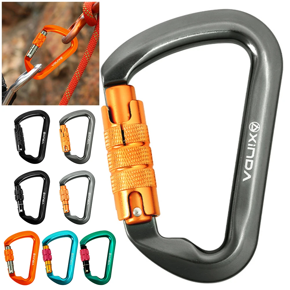 30kN-D-Shaped-Carabiners-Heavy-Duty-Rock-Climbing-Carabiner-Caribeaner ...