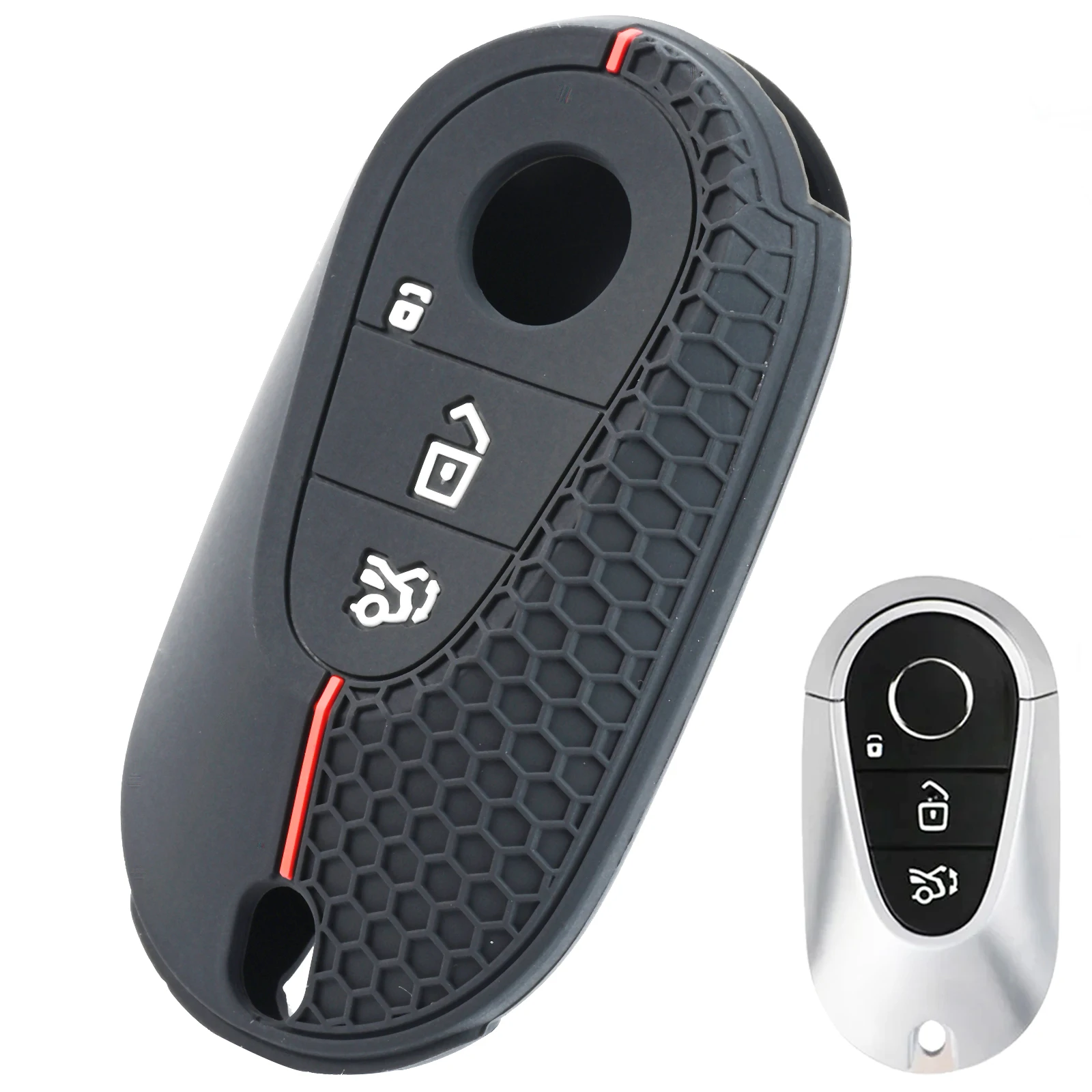 3-Button-Silicone-Key-Ring-Case-Cover-Shell-Holder-For-Mercedes-Benz-E ...