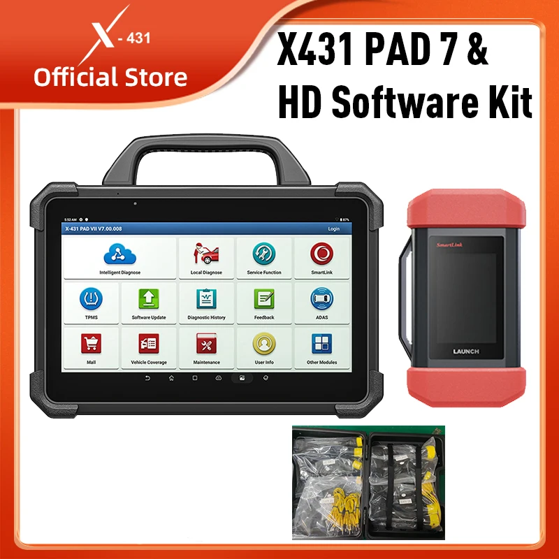X-431 Launch Pad 7 & Heavy Duty Software Kit 12v Car 24v Truck Diagnostic Tool Automotive ...