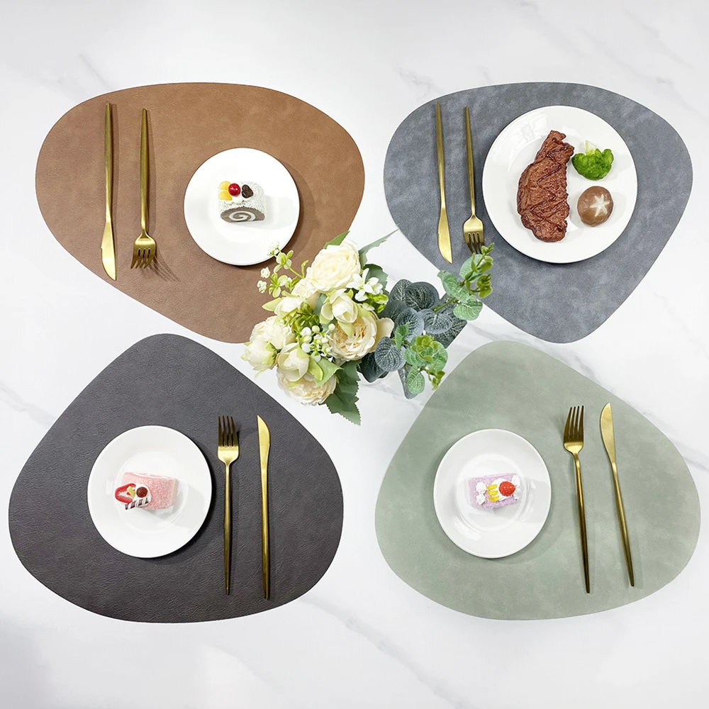 Irregular-Shape-PU-Leather-Placemats-Set-Oil-Proof-Waterproof-Dual ...