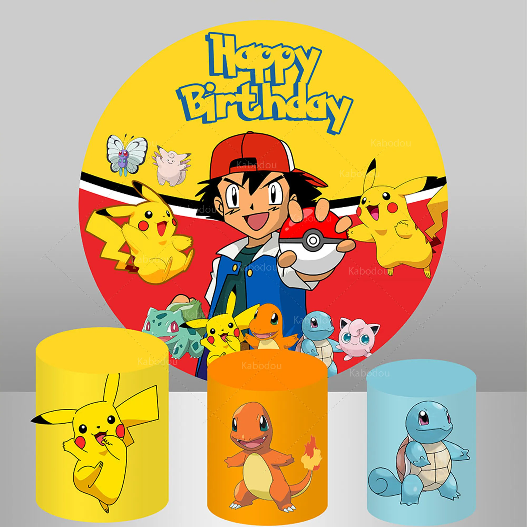 Pokemon-Birthday-Party-Backdrops-Round-Covers-Decor-Kids-Baby-Shower ...